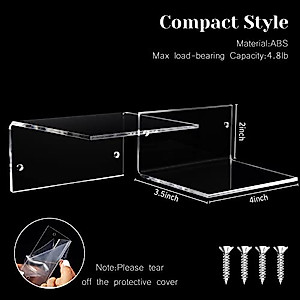 Yalikop Small Adhesive Wall Shelves Acrylic Display Shelf Mini Floating Shelves Pop Shelves Hanging Display Shelves for Space Save Room Bedroom Living Room Bathroom (Clear, 10 Pieces)