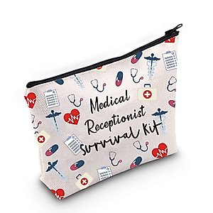 TSOTMO Medical Receptionist Gift Doctor Nurse Gift Healthcare Gift Medical Assistant Zipper Pouch Gift Medical Staff Gift Medical Appreciation Gift (Medical Recep)