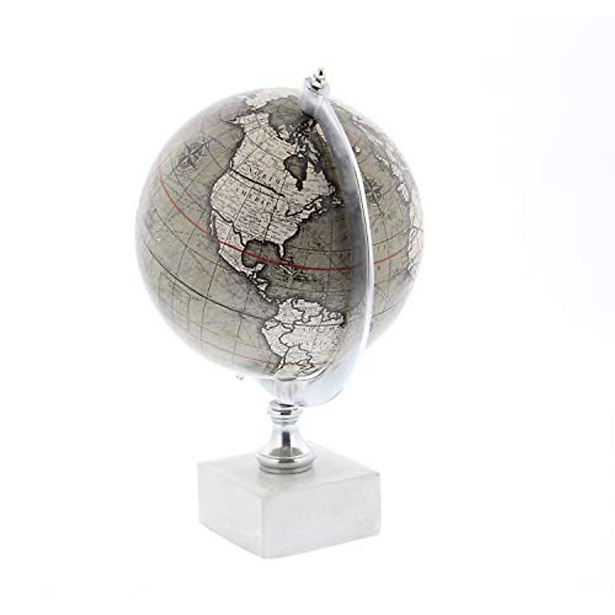 Deco 79 Marble Globe with Marble Base, 7" x 7" x 11", White