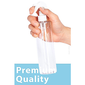 JUVITUS Clear 12 oz Professional Cylinder PET Plastic Bottles (BPA Free) White Trigger Spray (6 Pack)