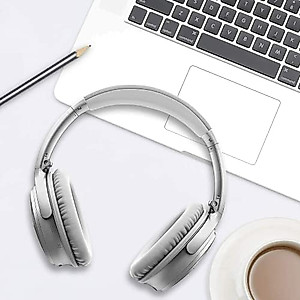 T Tersely Replacement Earpads Cushions for Bose QuietComfort 35 II/45 (QC35/QC45/QC35 II) Headphones, Complete with QC35 Shaped Scrims with 'L and R' Lettering QC2 QC15 QC25 Sound True Ear Pads (Grey)