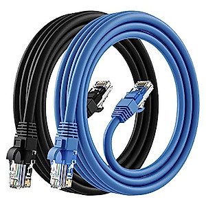 GearIT Cat 6 Ethernet Cable CCA - (6ft, 2-Pack) LAN Network Cord, UTP, Internet, Network Cable Cat 6 Patch Cable - Black & Blue, 6 Feet