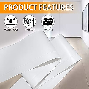 Vinyl Wall Base 4" Vinyl Baseboard Molding Flexible Vinyl Floor Base with 1" Crease Rubber Base Molding for Wall Easy to Install Use to Cover Wall Crevice (5" Wide x 59.1' Long, White)