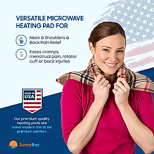 SunnyBay Extra Large Microwave Heating Pad, Microwavable Heavy Weighted Full Body Moist Hot or Cold Pack with Wheat Filling and Washable Fleece Cover, 10x24 Inches (London)