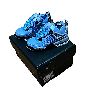 Mini Shoes Keychain Pair or Single With or Without The Box, Mini Kicks, Mini Sneaks, Blue 4s Mini Kicks Shoes Keychains (Pair No Box)