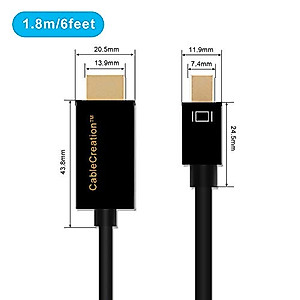 CableCreation Active Mini DP to HDMI Cord 6ft, Mini DisplayPort (DP1.2) to HDMI, 4K x 2K & 3D Audio/Video, Eyefinity Multi-Screen, Compatible with MacBook Pro, iMac 1.8 M/Black