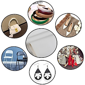CDY Solid Color White Faux Leather Sheets 13.8"X53" Smooth PU Synthetic Leather Roll Perfect for Crafts Handbags Wallets Jewelry Earrings Bows Making (White)
