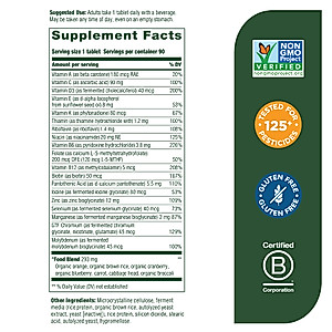 MegaFood Men's 55+ One Daily - Multivitamin for Men with Vitamin B12, Vitamin C, Vitamin D & Zinc - Optimal Aging & Immune Support Supplement - Vegetarian - Made without 9 Food Allergens - 90 Tabs