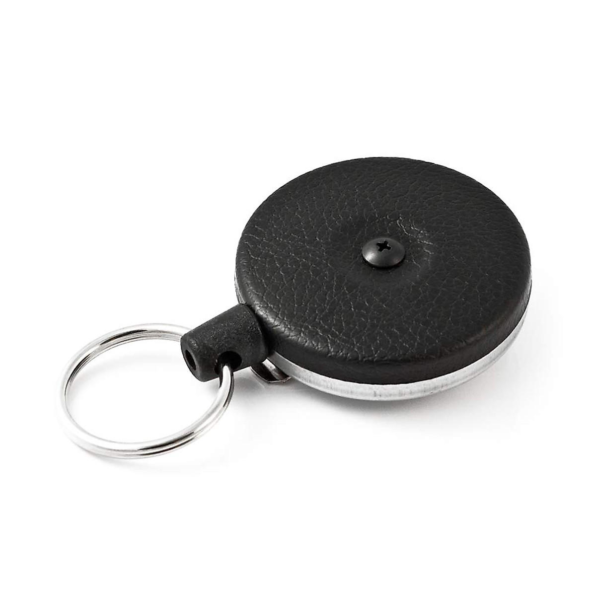 KEY-BAK Original SD Retractable Keychain with a 36" Retractable Cord, Black Front, Steel Belt Clip, 13 oz. Retraction, Split Ring