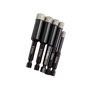 TechDiamondTools Diamond Core Drill Set (6, 8, 10, 12, 14 mm) Hex Shank for Granite Porcelain Tile Ceramic Marble