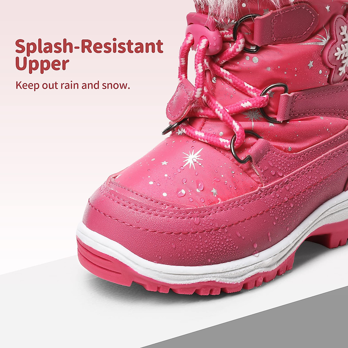 DREAM PAIRS Girls Toddler Snow Boots Slip Resistant Faux Fur Lined Mid Calf Little Kids Winter Shoes,Size 10 Toddler,Rose Red,SDSB2221K