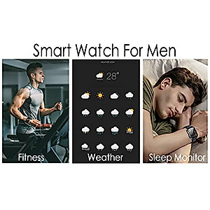 Smart Watches for Men, IP68 Waterproof Fitness Watch 400 mAh Battery Bluetooth Call 1.85" HD Touch Screen Fitness Tracker with Heart Rate Blood Pressure, Sports Watch for Android iOS, 47Blue