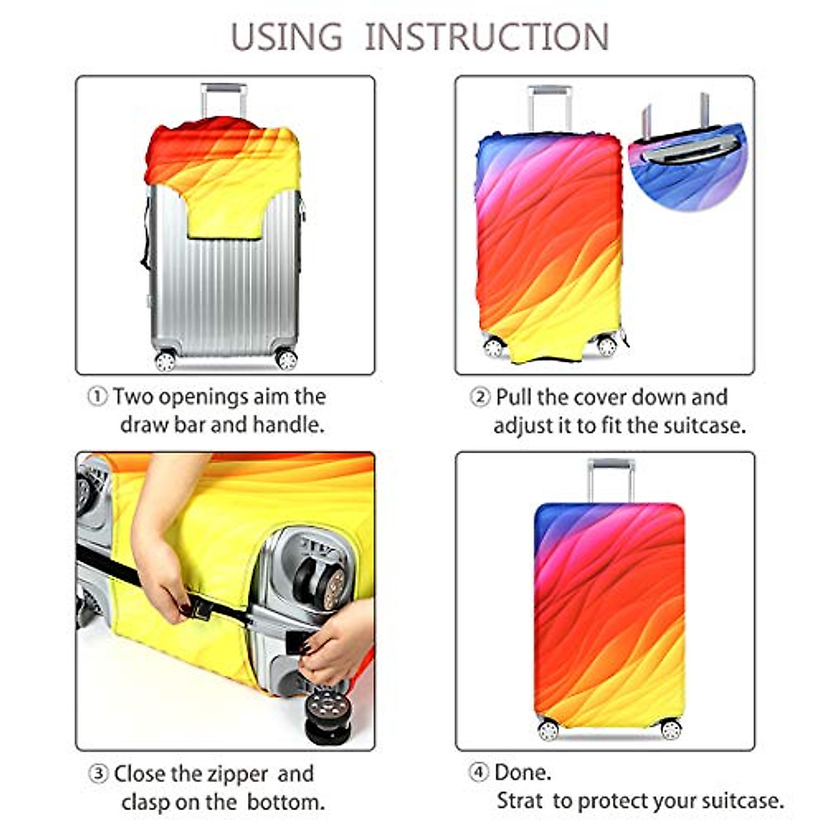 TRAVELKIN Travel Elastic Spandex Suitcase Protector Case, 18/24/28/32 Inch Suitcase Protective Cover, Thickened and Washable Luggage Cover (L(25"-28"luggage), Flower Flamingo)