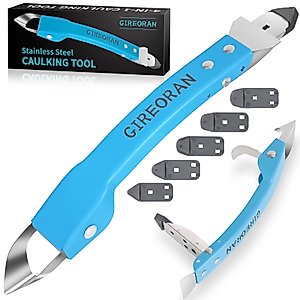 GIREORAN Stainless Steel Caulk Tool,4-in-1 Silicone Caulking Tool Kit,Caulk Remover,Grout Removal Tool,Sealant Finishing Tool for Bathroom,Kitchen,Floor,Window,Sink Joint,Frames Seal,Tile