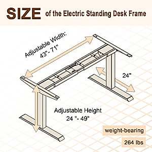 AITERMINAL Electric Standing Desk Frame Dual Motor Height Adjustable Desk Motorized Stand Up Desk-Black(Frame Only)