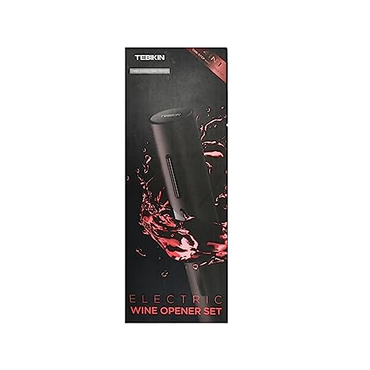 TEBIKIN Electric Wine Bottle opener，Battery Operated Automatic Wine Bottle Corkscrew Opener with Foil Cutter,2 Wine Vacuum Stopper，Wine Pourer for Gift，Home，Party