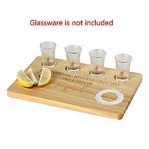 Tequila Fight Board Tequila Gifts Handmade Tequila Shot Tray with Salt Rim for Taco Bar, Family Dinner, Parties