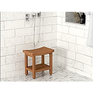 AquaTeak Patented 18" Sumba Teak Shower Bench with Shelf
