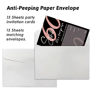 Cusrtyh 60th Birthday Party Invitations ，60th Anniversary Birthday party，Rose Gold Birthday Party，Surprise Party Invitations，Invites for Anniversaries，60th Birthdays，15 Cards With 15 Envelopes