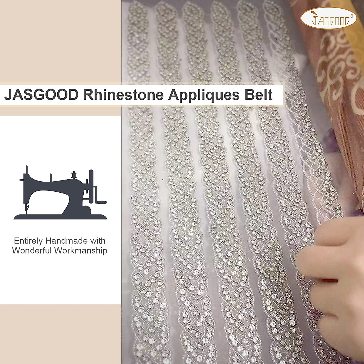 JASGOOD Bridal Rhinestone Wedding Belt Silver Rhinestone Sash Belt for Women Formal Evening Dress(Black Sash,Free Size)