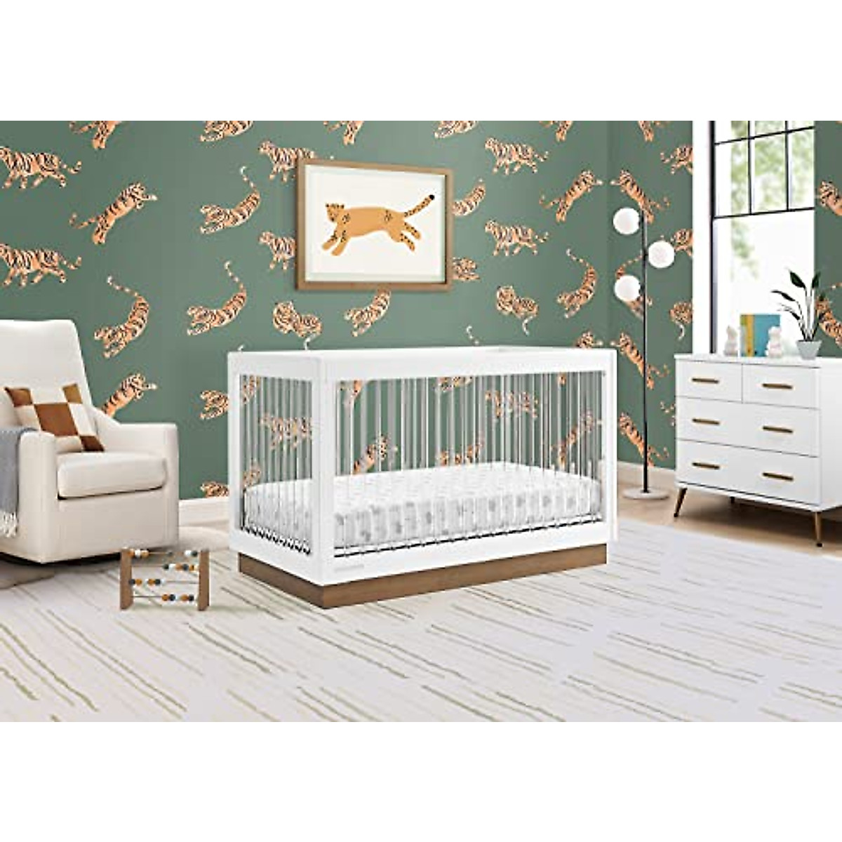 Delta Children James Acrylic 4-in-1 Convertible Crib - Greenguard Gold Certified, Bianca White/Acorn