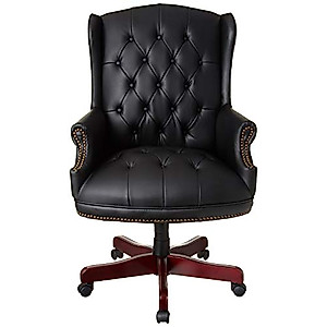 Boss Office Products Wingback Traditional Chair , Leather, in Black
