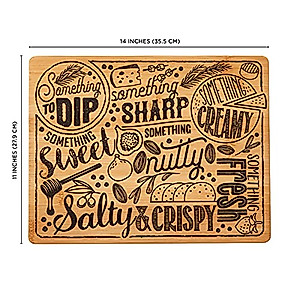 Sabatier Charcuterie Board with Recessed Handles, Reversible Kitchen Cutting Board for Entertaining and Meal Prep, Decorative Wood Cheese Board, Perfect Housewarming Gift, 11-inch x 14-Inch, Bamboo