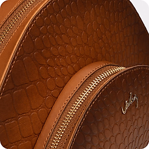 VELEZ Leather Mini Backpack For Women - Brown Shoulder Bag Purse