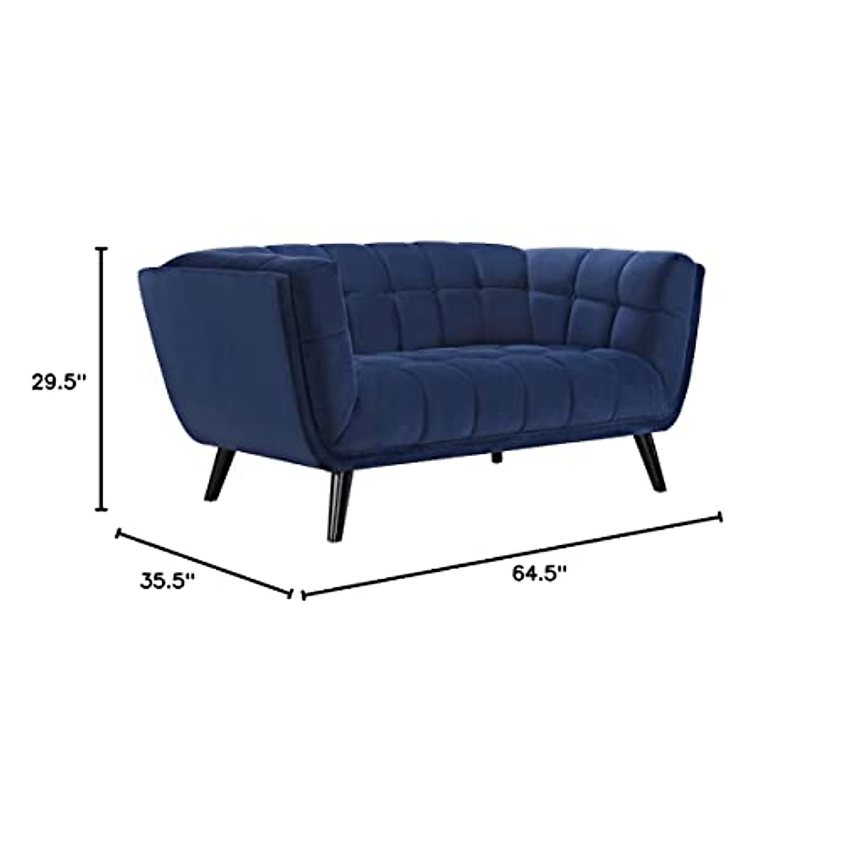 Modway Bestow Upholstered Velvet Button-Tufted Loveseat in Navy