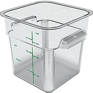 Carlisle FoodService Products CFS Squares Plastic Food Storage Container, 4 Quarts, Clear