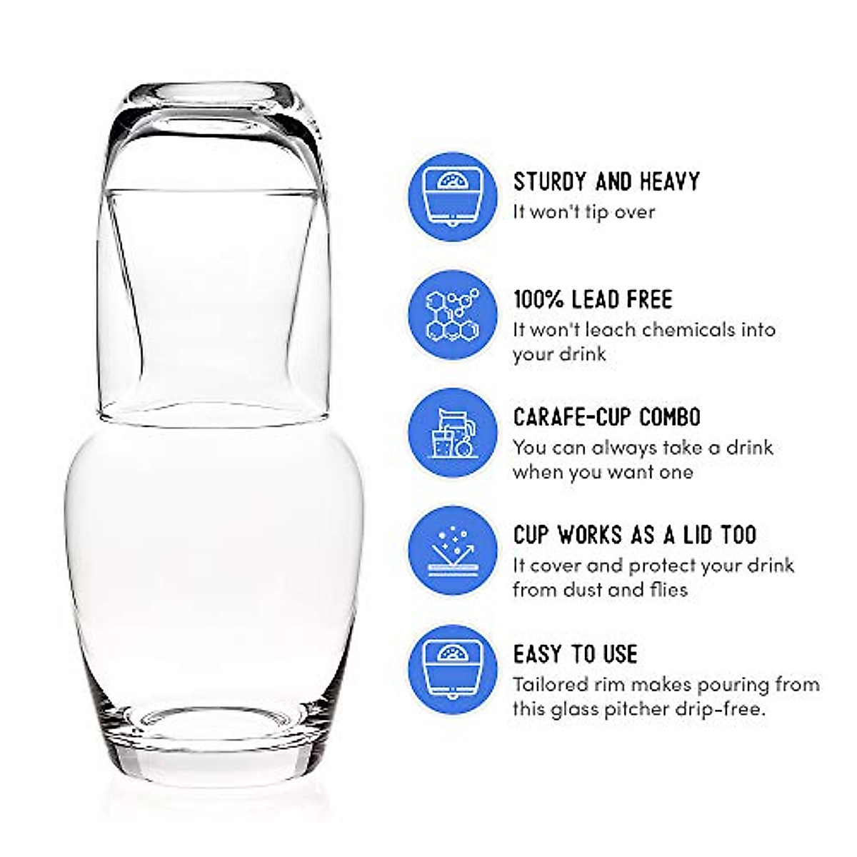 Trinkware Bedside Carafe With Tumbler - Clear Glass - 2 Piece Water Pitcher And Cup Night Set