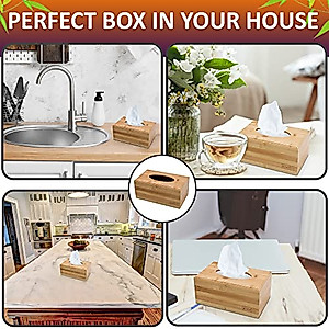 KOVOT Rectangular Tissue Box Holder - Natural Bamboo Tissue Box Cover with Sliding Bottom - Modern Brown Natural Wooden Rectangular Tissue Holder - Fits a Standard Tissue Box 9.25" L x 5" W x 3.75" H