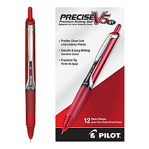3 PENS: Pilot Precise V5 Retractable Red Pens, (26064)