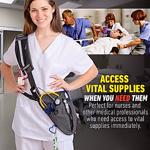 Crossbody Fanny Pack with Holder for Stethoscope, Tape, & Bandage Scissors - Storage for Emergency Supplies - Organizer Bag for Nurses, Student & Medical Professionals