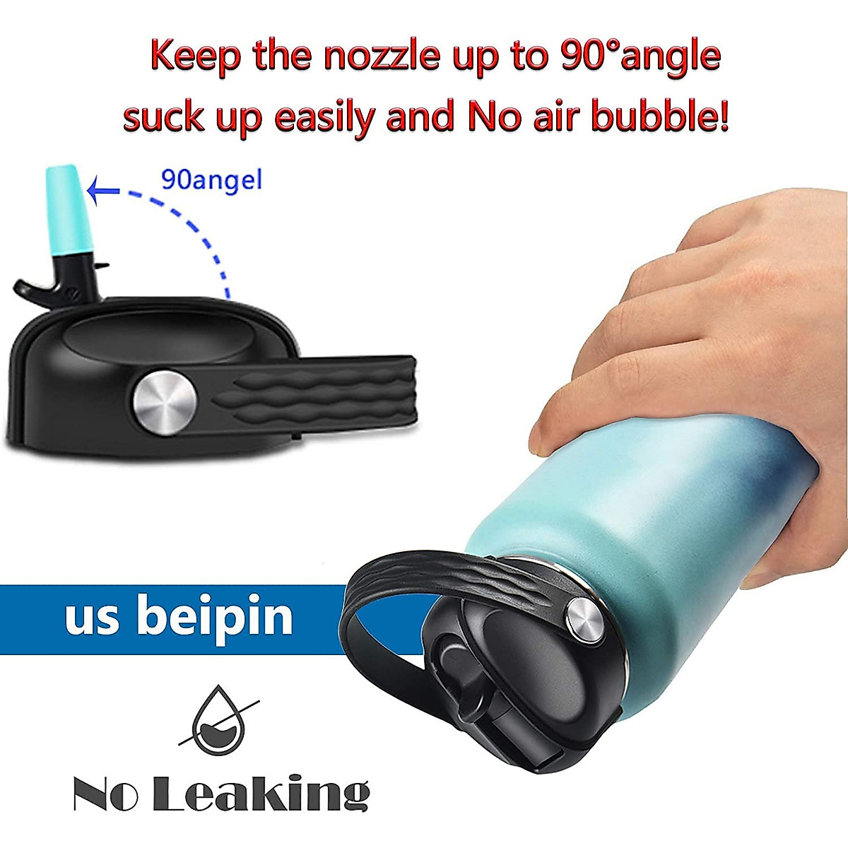 Straw Lid for Hydroflask Wide Mouth Water Bottle - Fits 12/16/18/20/32/40 oz Bottle - Comes with Replaceable Nozzles, Straws, and Cleaning Accessories