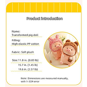 Gujuja 11.8 Inch Pig Plush Pillow Delicate and Lovely Pig Stuffed Animal Simulation Pig Plush Doll Toy for Family,Friends,Girlfriends and Kids
