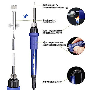 YIHUA 907I Blue Grip Replacement Soldering Iron Handpiece/Handle for YIHUA 862BD+, 853D 2A USB, 853D 3A USB, 853D 5A II and 948-II models