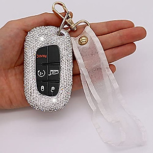Ornater Key Fob Cover Compatible with Dodge Challenger Charger Durango Journey Jeep Grand Cherokee Renegade Chrysler 200 300,unisex-adult (A, Silver)