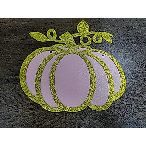 Gold&Pink Glitter A Little Pumpkin is On Her Way Banner and A Little Pumpkin is On Her Way Cake Topper, Little Pumpkin Baby Shower Banner for Little Pumpkin is On Her Way Baby Shower Decorations