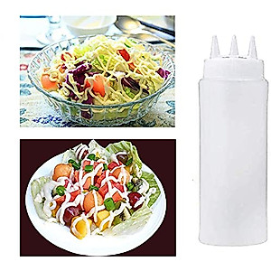 4PCS 16OZ/450ml 3-Hole Plastic Squeeze Condiment Bottles for Sauce Oil Vinegar Ketchup Mustard Salad Dressing Kitchen Accessories Kangkang