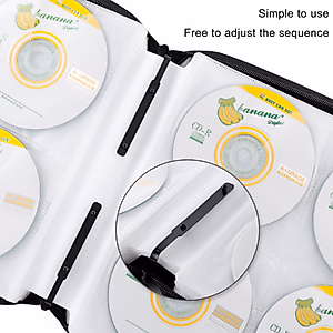 TIMCORR DVD Storage CD Case Holder: 160 Capacity CD Sleeves Black Disc Cases Binder for Car - CD Hard Organizer Box - Large DVD Wallet for Movie/Music/Game & Portable CD Book