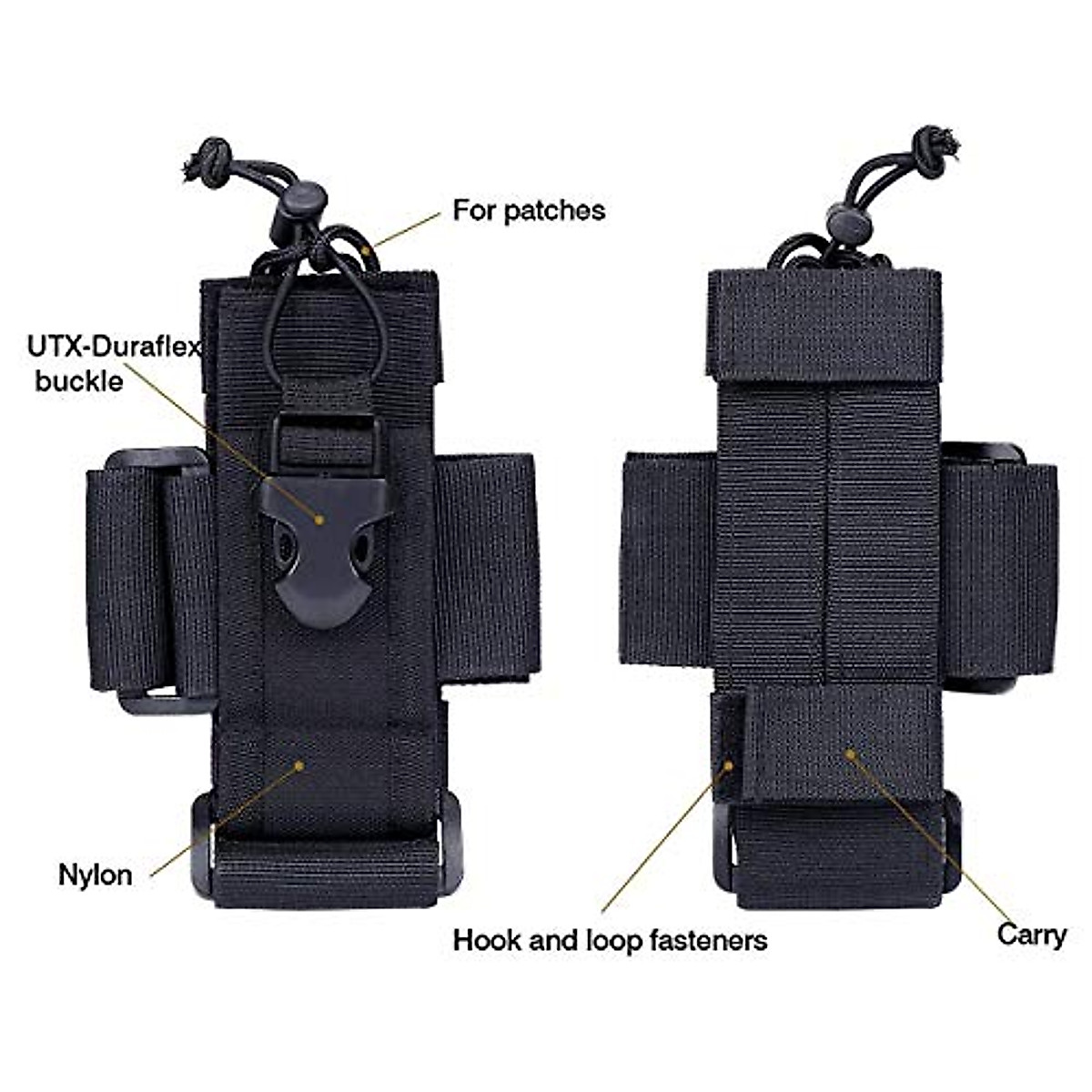 Tactical Radio Holder Radio Case Molle Radio Pouch Military Heavy Duty Radios Holster Bag for Two Ways Walkie Talkie Compatible with Bags/Packs/Duffels by LUITON (Black)