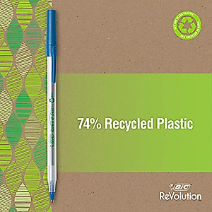 BIC Ecolutions Round Stic Ballpoint Pens, Medium Point (1.0mm), 50-Count Pack, Black Ink Pens Made from 97% Recycled Plastic