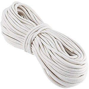 HAKZEON 164FT 1/4 Inch Cotton Rope, Natural Macrame Cord White Clothesline Heavy Duty All Purpose Rope for Wall Hanging, Plant Hanger, DIY Cotton Rope Basket, Crafts, Knitting and Wall Tapestries