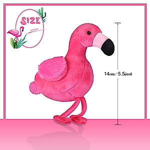 Skylety 6 Pieces Mini Flamingo Stuffed Animal Plush Toys 5 Inch Flamingo Party Favors Valentine Day Gift Pink Flamingo Hanging Ornaments Keychain Decorations for Women Birthday(Pink)