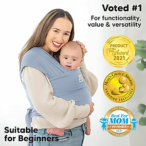 KeaBabies Baby Wrap Carrier - All in 1 Original Baby Carrier Newborn to Toddler Sling, Easy to Wear, Hands Free Bonding, Lightweight, Breathable Infant Wraps (Powder Blue)