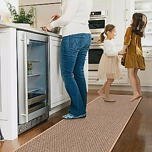 KIMODE Farmhouse Kitchen Runner Rugs 30"x70",Non-Slip Washable Runners for Kitchen Floor,Absorbent Beige Kitchen Mats for Floor,Hallway Runner Rug for Front Sink/Hallway/Laundry Room