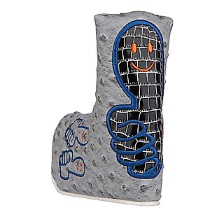 Golf Putter Cover Synthetic Leather with Thumb Embroidery Magnet Golf Club Blade Putter Head Cover for Scotty Cameron Odyssey Taylormade Titleist Ping (Grey)