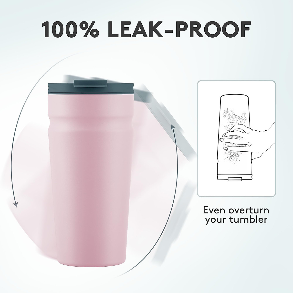 COKTIK 20oz Insulated Tumbler with Lid and Straw 2 Lids (Straw/Flip) Iced Coffee Cup Reusable Stainless Steel Travel Mug Water Bottle Cupholder Friendly for Women Men Her Him (Blush)