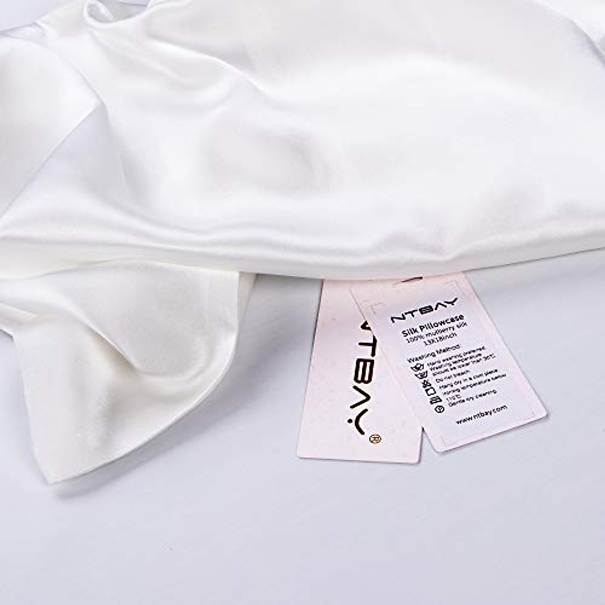 NTBAY Natural Mulberry Silk Toddler Pillowcase for Hair and Skin, Both Side 19 Momme Silk, 1 Pack Travel Pillow Case, 13x18 Inches, White